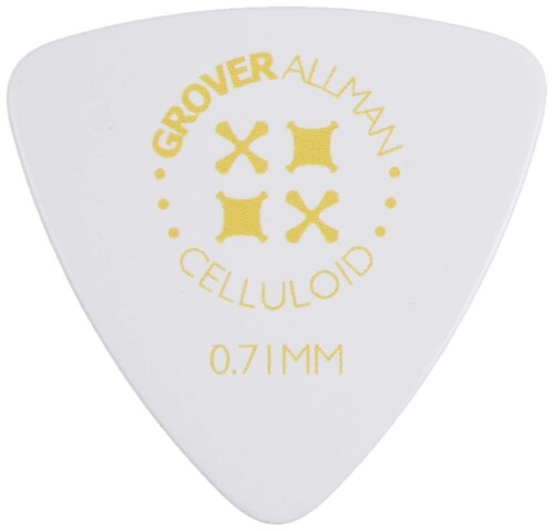 Grover Allman Celluloid, White, Large Triangle, 0.71mm 10枚 世界で3,500万枚以上の販売実績を誇るGROVER ALLMANのピックです(10枚セット) スタンダードなセルロイド素...