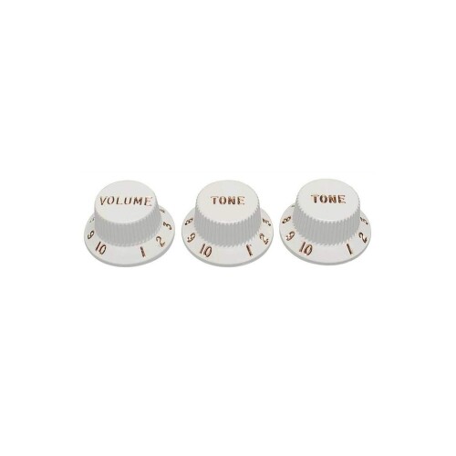 Fender パーツ Stratocaster(R) Knobs, White プラスチック製プッシュオン式コントロールノブ3個セット 1/4インチのスプリットシャフトのポットに対応 ほとんどのアメリカ製およびメキシコ製の Stratoca...