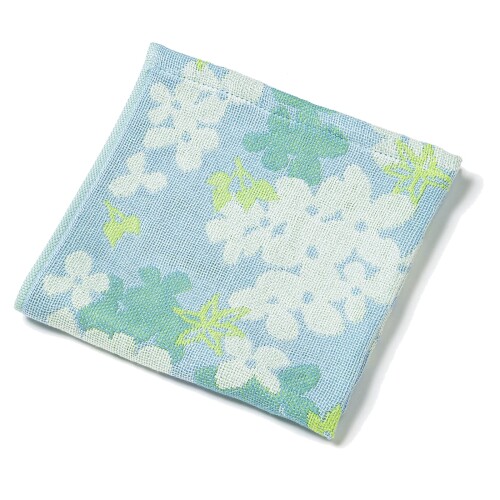 楠橋紋織(Kusubashi Mon Ori) DOUBLE STAR ライト ガーゼ herbarium ウォッシュタオル ブルー 織り:4重ガーゼ織り 糸の中に空気を含んだ空間がある中空糸と 光沢があり、やわらかで 吸水性に優れたキュプ...