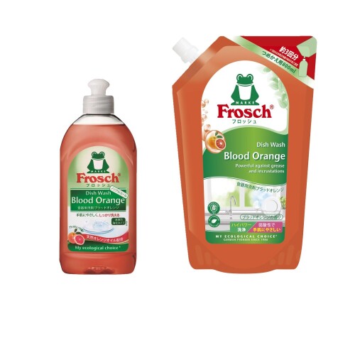 フロッシュ食器用洗剤 ブラッドオレンジ本体300ml+つめかえ用800mlセット 使う人へのやさしさ 手荒れの原因のひとつであるアルコールを取り除いた「ノンアルコール処方」 ※1。敏感肌の方にも低刺激な食器用洗剤です ※2。 ※1 アルコー...