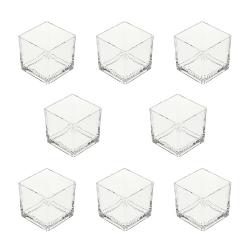 フラワーベース キャンドルホルダー ガラス ブロック S H5×W5×D5cm 8個入り サイズ:H5×W5×D5cm 材質:ガラス 透明度の高いガラスで作られたフラワーベースです。8個入りです。 ※製造工程の都合上、造形に多少の歪みや引き...