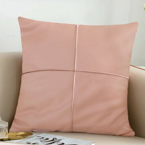 MILASIC クッションカバー 45×45cm おしゃれ 北欧 フェイクレザー 背当てカバー 座布団カバー 無地 合皮 かっこいい ファスナー開閉 インテリア 一人暮らし カラーレザー 撥水 クロスステッチ 洗濯機OK くすみカラー シン...