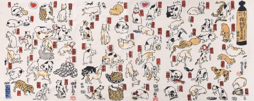 戸田屋商店 梨園染 手ぬぐい 歌川国芳画写 其まま地口 猫飼好五十三疋 352, 約37×90cm サイズ:約37×90cm 材質:綿100% 原産国:日本 1872年に日本橋で創業の戸田屋商店。 『梨園染』は手ぬぐいとゆかたの製造卸である...