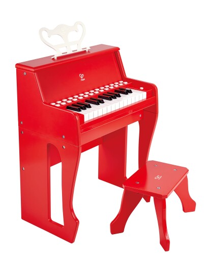 Hape(ハペ) デラックスアップライトピアノ（赤） 3才以上 木製 楽器玩具 おもちゃ E0630 世界60か国以上で愛される知育玩具、ハペのおもちゃ 10種類以上のいろいろな機能がついた、イス付きのアップライトピアノです。 普通のピアノ...