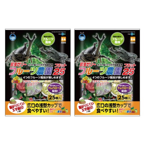 インセクトランド フルーツ農園 フラット 25個入り昆虫ゼリー 【特長】4つのフルーツ風味(イチゴ・オレンジ・メロン・パイン)が楽しめる、昆虫飼育に適したゼリーです。カブト虫・クワガタ虫のエサとして毎日与えてください。開けくち面積が広くなり...