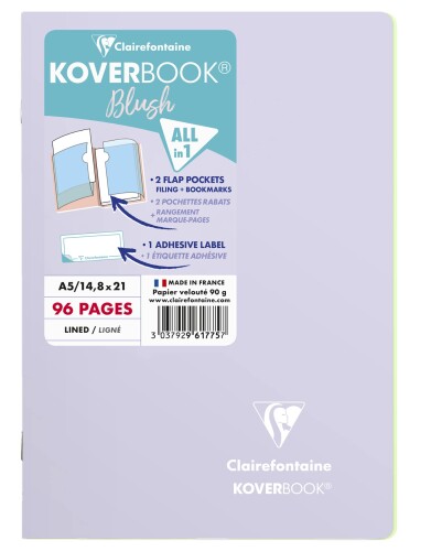 クレールフォンテーヌ カバーブック パステル バイカラー 横罫 15.5x21.5cm ライラック Clairfontaine KOVERBOOK PASTEL BICOLOR cf961775 サイズ(カバー) 15.5cm×21.5cm...
