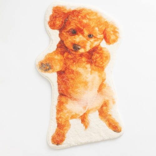 Jubilee もこもこ起毛マット 犬デザイン トイプードル 滑り止め付き ポリエステル100% 洗濯機で丸洗い可能 デザイン性: かわいい犬たちが描かれた起毛マットで、インテリアのアクセントとして最適です。 素材性能: 濃密でサラサラした...