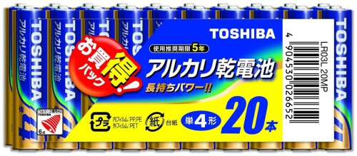 TOSHIBA(東芝) アルカリ乾電池 単4形1パック20本入り LR03L 20MP 電池 アルカリ乾電池 単4形 ×20本 お買い得パック 長持ちパワー! アルカリ乾電池 使用推奨期限5年使用推奨期限(JISに準拠) 原産国:中国 商品...