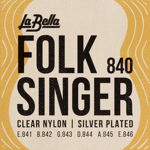 La Bella(ラベラ) クラシックギター弦 840 Folksinger Ball-Ends Clear Nylon + Silver-Plated Wound .028/.032/.040/.031/.035/.044 ボールエンドナ...