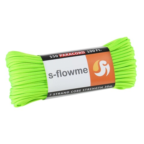 スフローム(s-flowme) パラコード 7芯 4mm x 30m 耐荷重 250kg クラフト テントロープ アクセサリー ブレスレッド アウトドア キャンプ テント タープ 用固定用紐 ガイロープ ロープ A06 ライトグリーン スフ...
