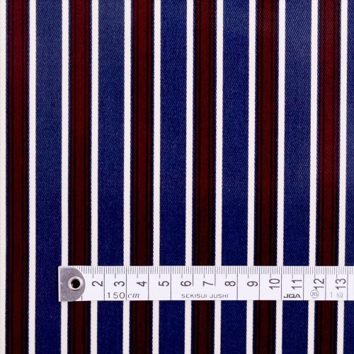 COLORFUL TEXTILE MARKET ブリティッシュストライプ・ボルドー ラミネート(厚み0.2mm)生地 110cmx100cmD0265A10 洗濯により若干の色落ちや、多少の縮みが発生する場合があります。 お客様のモニター設...