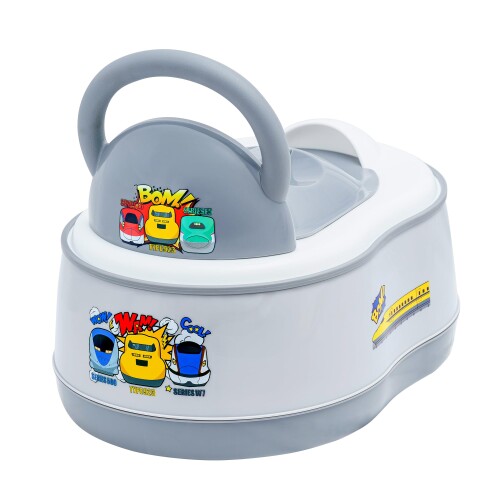 永和 新幹線 5WAY おまる ベビー トイレトレーニング おまる・補助便座 おしっこガード 飛び散り防ぐ 滑り止め 丸洗い ステップ台 成長に合わせて ポット付き グレーカラーがどんなお部屋やトイレにも合わせやすい。5種類の使い方ができる...