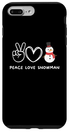 iPhone 7 Plus/8 Plus Peace, Love Snowman レトロ 雪だるま 恋人 クリスマス スマホケース 雪だるまが好きですか? Peace, Love And Snowman レトロ雪だるま恋人 クリスマス恋人服...