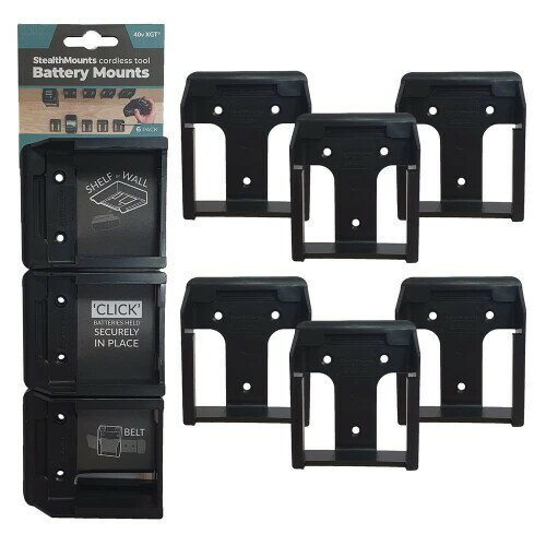 StealthMounts Battery Holders for Makita XGT | Cordless Battery Mount for Makita 40v Power Tools | 6 Pack | Black Batter...