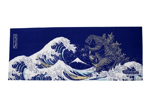 フォーカート ゴジラ＆浮世絵 富嶽 手ぬぐい ネイビー 日本製 綿100％ (長さ90×幅34cm) サイズ:長さ90×幅34cm 素材:綿 風合いの良い日本製手拭です。 日本の伝統文化とポッポカルチャーの融合のユニークな商品です。 日本が...