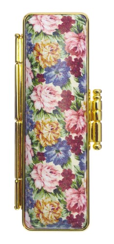 STゴールド花ケース 15×60mm バラ1 【収納印章サイズ】直径15mm丸60mm丈 【材質】革 牛革枠 亜鉛合金(金メッキ)肉池 ABS樹脂 【内装】蓋裏 エンジ別珍身 エンジ別珍 【肉池】パール肉池朱肉付 白くなめした牛革にカラフル...