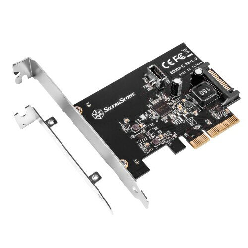 Silver Stone USB 3.2 Gen 2内側20ピンKey-Aコネクタ付きPCI Expressカード 変換アダプタ SST-ECU02-E 1基のUSB 3.2 Gen 2内側20ピンKey-Aコネクタ装備 PCIe Gen ...