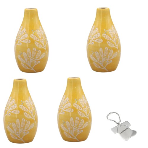 J-kitchens Select 4個入 セット 花瓶 陶器 一輪差し 小花 北欧風 フラワーベース E Φ6.8xH12cm イエロー （オリジナルタグ1個付）No4596 本体素材:セラミック 製品サイズ:約Φ6.8x12cm 防水加...