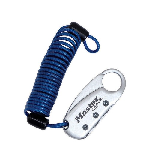 Master Lock (マスターロック) ワイヤーロック ダイヤル 暗証番号設定 コイル カラビナ型 自転車ロック バイクロック サドルロック セルフコイリング式 ケーブル太さ3mm ケーブル長さ0.9m 盗難防止 1559JADBLU ...