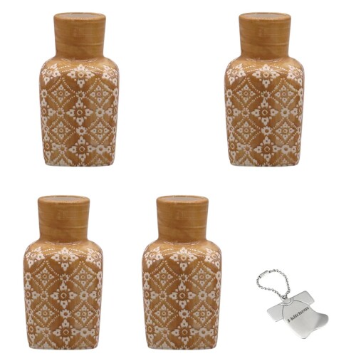 J-kitchens Select 4個入 セット 花瓶 陶器 一輪差し 小花 北欧風 フラワーベース C 5.5x5.5xH10cm ブラウン （オリジナルタグ1個付）No2936 本体素材:セラミック 製品サイズ:約5.5x5.5x10...