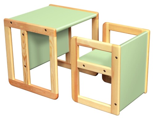 「Cubo（クーボ） 木製キッズデスク&チェア」 キッズテーブル ミニテーブル お絵かき 子供部屋 石崎家具 SHIMOOKA シモオカ (イエローグリーン（YG）) A)W420×D382×H420mm B)W330×D300×H382m...