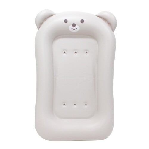 永和 ふんわりマット（くま） 0〜6ヶ月 ベージュ バスマット シンクで使える ベビー おむつ替えシート 持ち運び 赤ちゃん お風呂 沐浴 引っ掛けフック付き 背もたれ 洗面所 空気式 商品サイズ 空気注入時 約幅44×奥行13×高さ72c...