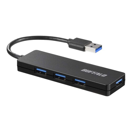 バッファロー USB ハブ USB3.0 スリム設計 4ポート バスパワー 軽量 Windows Mac PS4 PS5 Chromebook 対応 テレワーク 在宅勤務 BSH4U125U3BK 【対応機器】USB 3.2(Gen 1)/...