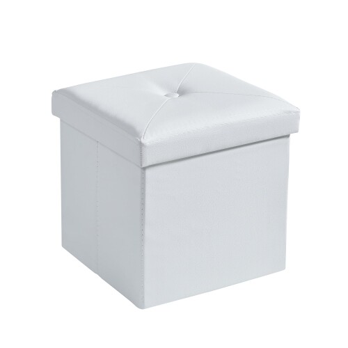 VECELO 収納スツール オットマン 収納ボックス 幅30*奥行き30*高さ30CM 耐荷重80kg 折り畳み可能 踏み台 足置き リビング/玄関/寝室適用 おもちゃ箱 洋服収納 化粧品収納ボックス 白 【商品仕様】サイズ:幅30x奥行き...