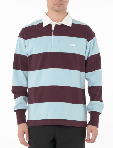 (カンタベリー) ラガーシャツ 4INCH STRIPE RUGBY JERSEY 23_サックス S スタンダードラグビージャージ この製品はユニセックス(男女共用)モデルになります サイズによって裾のボーダー柄の出方が異なります。予めご...