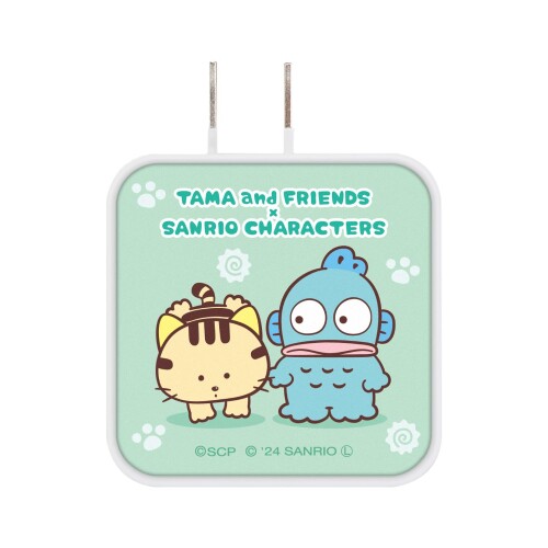 グルマンディーズ タマ&フレンズ×サンリオキャラクターズ USB/USB Type-C ACアダプタ ハンギョドン SANTA-02HG 家庭用コンセントから電子機器を充電できるAC式充電器です。 USB出力端子とUSB Type-C出力端...