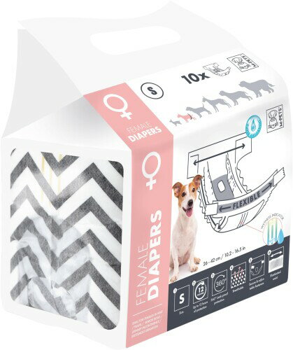 M-PETS(エムペッツ) 犬 おむつ カバー マナーパンツ 女の子用オムツ Sサイズ 10枚吸収力バツグン 吸収力バツグンの女の子用マナーパンツです。 商品紹介 サイズ調整しやすい設計で、ずれにくいので安心です。シェブロン柄がとってもおし...