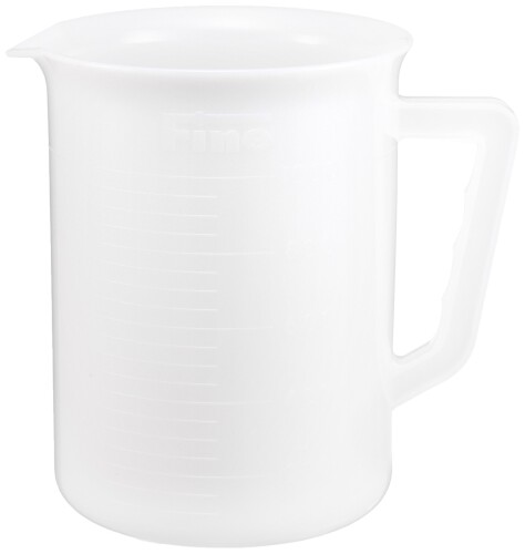 TGK Fine PE製手付ビーカー 1L 原産国:日本 容量(mL):1000 材質:ポリエチレン製 目盛付き:50mL 直径×高さ(mm):119×153 最低目盛:50mL ■ポリエチレン製の手付きビーカーです。 商品コード20066...