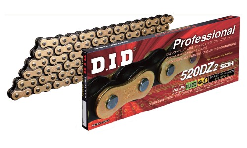 D.I.D(大同工業)バイク用チェーン クリップジョイント付属 520DZ2-104RB G&B(ゴールド&ブラック) SDHピン加工 二輪 オートバイ用 品番:520DZ2 カラー:ゴールド&ブラック リンク数:104 ジョイント:RJ(...
