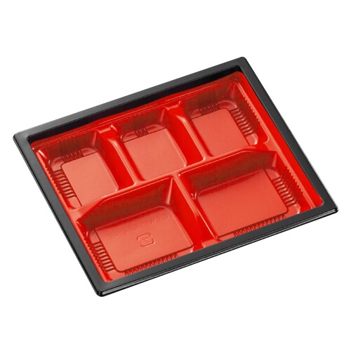 中央化学 弁当容器 使い捨て CT WF-22I-27 赤黒-BK身 L 50個入り 赤系 約2.7×19.6×23cm 24596 素材:CT(電子レンジ対応) CTWF　和風弁当をモダンに魅せる「ワイドフランジ」の弁当容器です。 四角形...