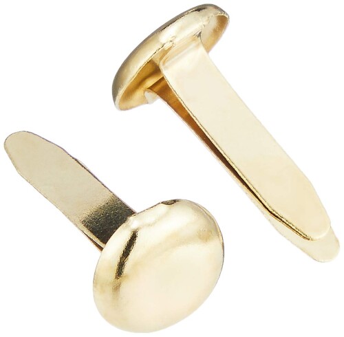 ベロス 鋲袋 割鋲 14mm Y-4 100本 ゴールド 【製品サイズ】直径8×14mm 【入り数】100本 【仕様】透明ケース仕様 【材質】真鍮製 【パッケージサイズ】21×73×52mm ベロスの割鋲 14mm 100本入りは、真鍮で作...