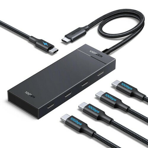 UGREEN USB C ハブ 100W PD充電対応 10Gbps 5 in 1 USB C 3.2 アダプター、5ポート（4xUSB-C10Gbps データ転送 +100W PD ポート付き）MacBook Pro/Air、iPad P...