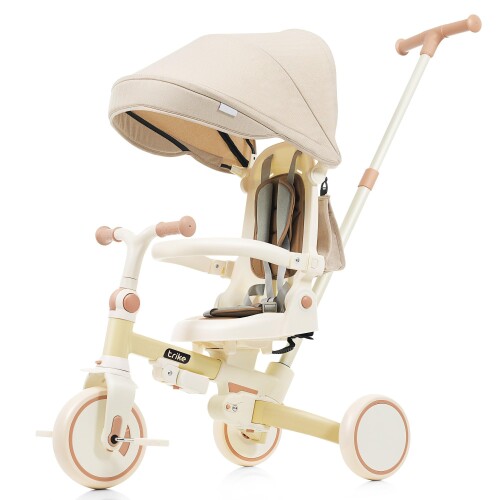 BTM 子供用三輪車 折りたたみ 手押し かじとり 7in1 7WAY 自転車 二輪車 座面回転 補助輪キックバイク オリジナル 押し棒付き 安全バー付き キックボード 自転車 おもちゃ 乗用玩具 幼児用 お祝い ギフト クリスマス 女の子...