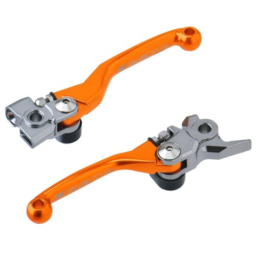 ジータレーシング(ZETA RACING) KTM SX/EXC/XC,HQV TC/FC/TE/FE/TX/FX,GASGAS MC/EX ピボットレバーセットFP 3フィンガー オレンジ 前方可倒式 レバー位置無段階調整 鍛造 高強度ア...