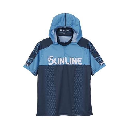 サンライン(SUNLINE) PRODRYフーディ(半袖) SUW-04214CW ブルー L 品番:SUW-04214CW カラー:ブルー サイズ:L 素材:ポリエステル 100% サンラインのイメージカラーを配色した日焼け防止用のメッシ...