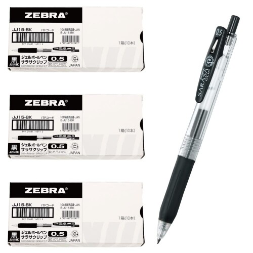 ゼブラ ジェルボールペン サラサクリップ 0.5mm 黒 30本入 JJ15-BK-30AZ 【サラサクリップ】色数豊富でさらさら書き味としたボールペン 【特長】さらさらとしたなめらかな書き味/耐水性に優れた水性顔料インク/濃くにじまず鮮や...