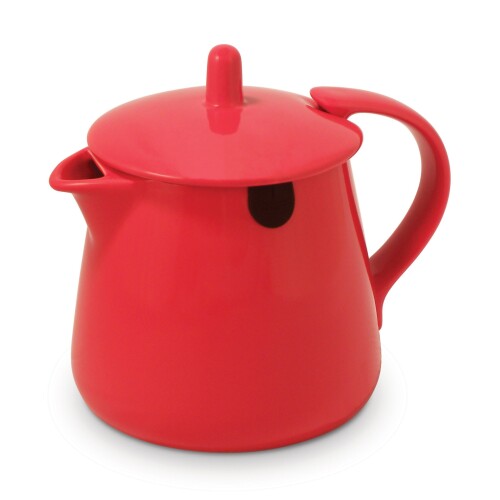 フォーライフ ティーポット 陶器 ティーバッグ用 354ml 2杯用 電子レンジ・食洗機対応 レッド 赤 ティーバッグティーポット 403Red ティーバッグ愛用の方のためのティーポット 外にでた紐を引っ張ると、ポット内でティーバッグが引き...