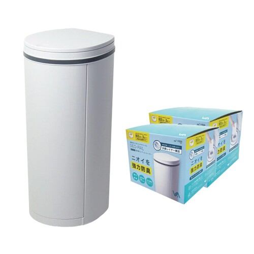 おむつ処理用ゴミ箱 おむつ処理ポット DEO・PAIL（デオペール） 21L カセット1個付 防臭 消臭 抗菌 ベビー 介護用+多層強力防臭カセット6個セット ライトグレー 使用済みおむつのニオイ漏れを防ぐ専用ゴミ箱。高さもあるため捨てる時...