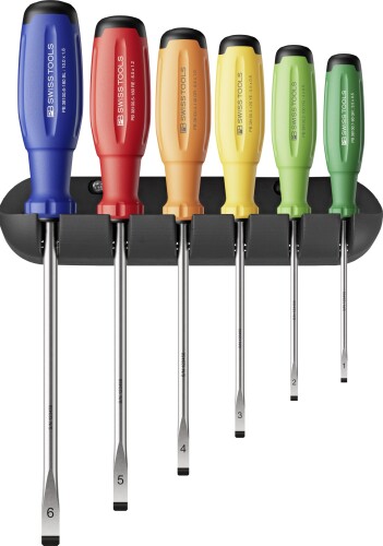 PB SWISS TOOLS ピービースイスツールズ スイスグリップEVO レインボー マイナスドライバーセット 6本組 箱入 38240.HRBCBB セット内容:スイスグリップEVOレインボーマイナスドライバー(38100.1-90GR...