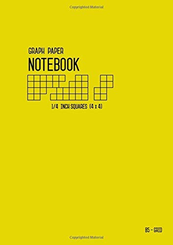 Graph Paper Notebook B5 1/4 Inch Squares: Yellow, Medium, 4 Grids per Inch - 4x4, Numbered Pages, White Sheet, Soft Cove...