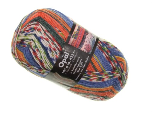 Opal オパール ソックヤーン 毛糸 『Hundertwasser(フンデルトヴァッサー) 1435番色』 構成:ウール75%、ポリアミド25% 仕立:100g(約425m) 推奨編針サイズ:2.5〜3.0mm、靴下は2.5mm 標準ゲー...