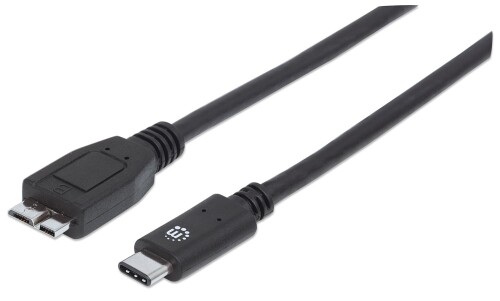 Manhattan USB 3.1 ケーブル USB Type-C (オス) / microUSB Type-B (オス) 3A 1 m (3 ft.) Black(ブラック) 353397 microUSB Type B (オス) - U...