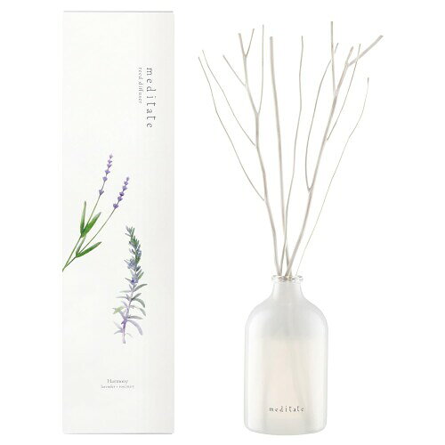 meditate(メディテイト)リードディフューザーハーモニー(ラベンダー×ローズマリーの香り)85ml 精油 エッセンシャルオイルのみで香り付けされたリードディフューザー。 ■「meditate」は自然本来のナチュラルな香りにこだわったブ...