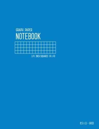 Graph Paper Notebook 8.5 x 11 - 1/4 Inch Squares: Blue, Large, Smart Design, 4 Grids per Inch - 4x4, Numbered Pages, Com...