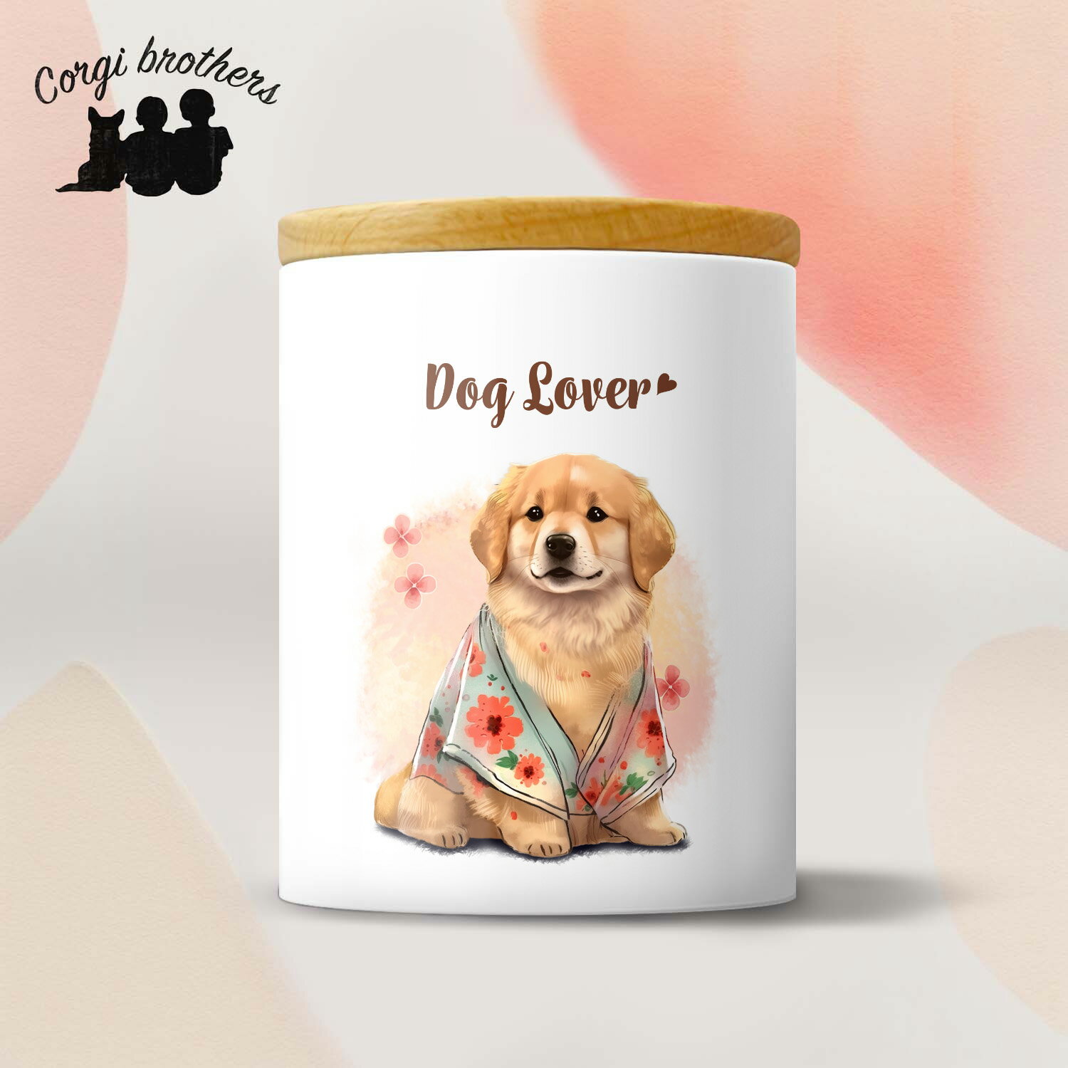 【 晴れ着姿の ゴールデンレトリバー 】 キャニスター　保存容器　犬　ペット　うちの子　犬グッズ　犬イラスト　ギフト　プレゼント　名入れ　名前入り　両面プリント　プチギフト　かわいい　おしゃれ　誕生日　母の日　お祝い　贈り物　ノベルティ　メ...