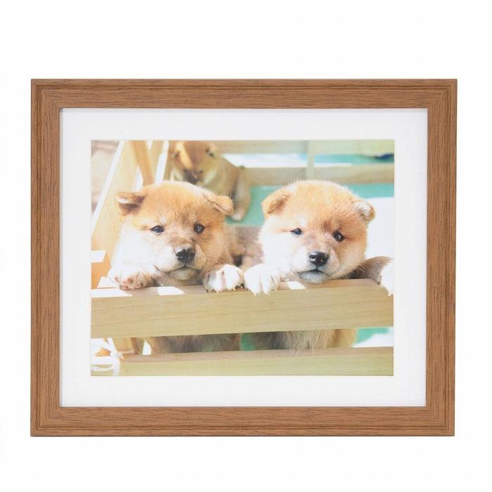 種別：額縁 NOTE落ち着いた雰囲気の木製フレーム前面板に透明PETを用いた軽量タイプの木製額です。【主な仕様】素材：木製台紙：Vカット台紙（1.3mm）前面板：透明PET板（0.5mm）サイズ：6切額縁外寸：W322×H272mm額縁内寸...